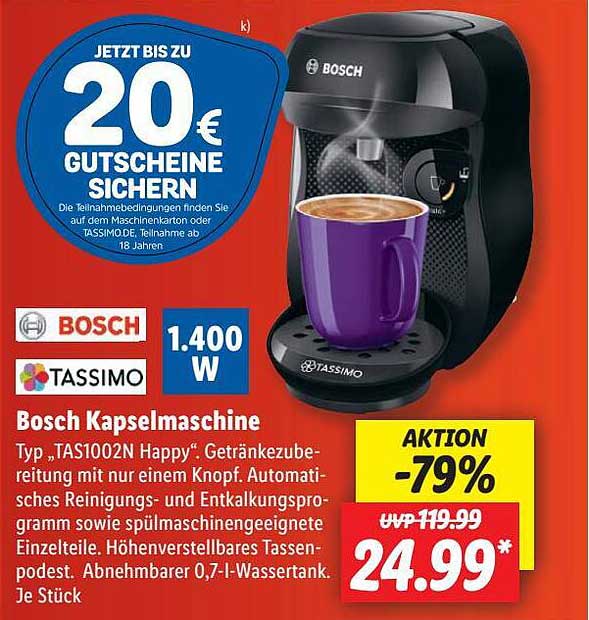 Tassimo Bosch Kapselmaschine Angebot bei Lidl - 1Prospekte.de