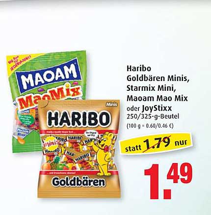 Haribo Goldbären Minis, Starmix Mini, Maoam Mao Mix Oder Joystixx ...