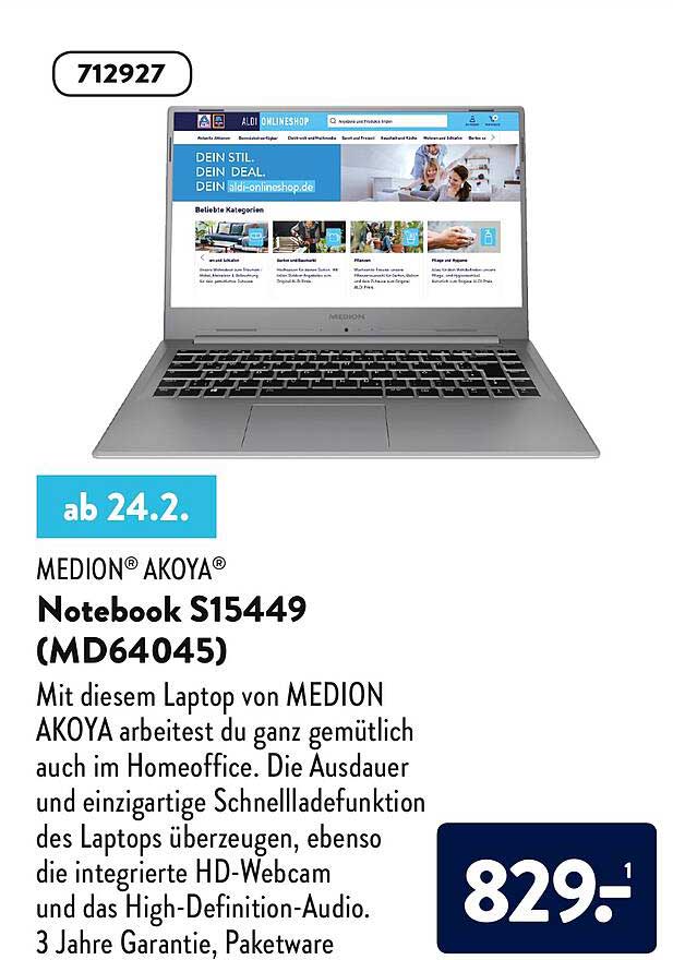 Medion Akoya Notebook S15449 Md64045 Angebot bei ALDI Nord - 1Prospekte.de
