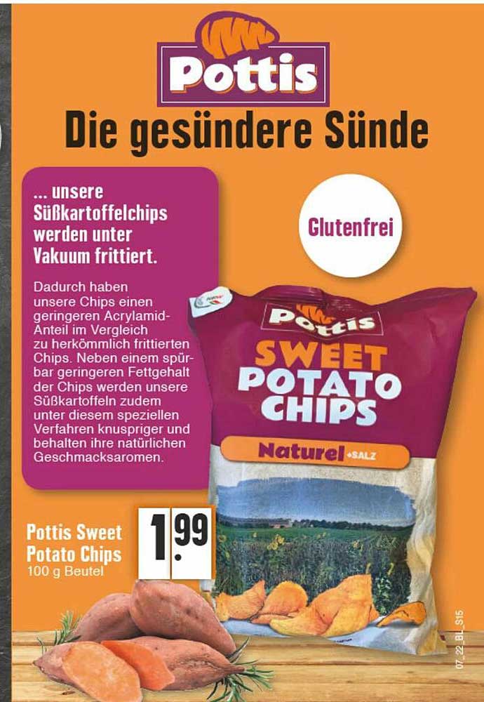Pottis Sweet Potato Chips Angebot bei EDEKA - 1Prospekte.de