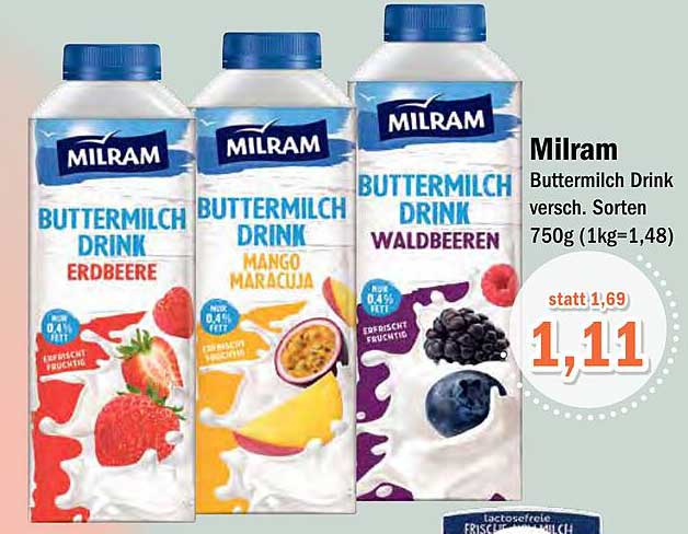 Milram Buttermilch Drink Angebot bei Aktiv Irma