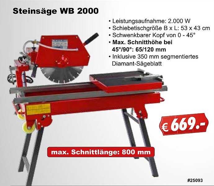 Steinsäge Wb 2000 Angebot bei Stabilo Fachmarkt - 1Prospekte.de