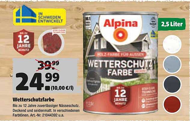 Alpina Wetterschutzfarbe Angebot bei Hagebaumarkt - 1Prospekte.de