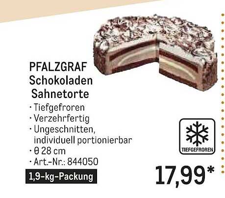 Pfalzgraf Scokoladen Sahnetorte Angebot bei METRO - 1Prospekte.de