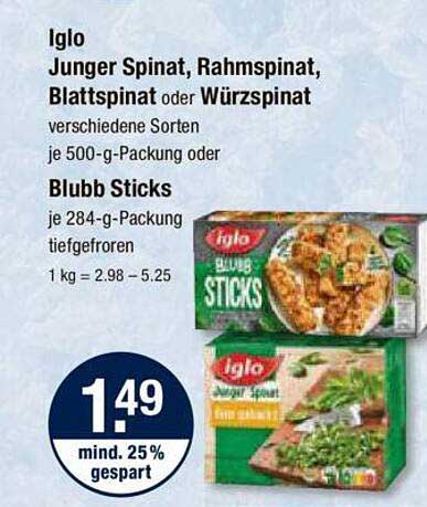 Iglo Junger Spinat, Rahmspinat, Blattspinat Oder Würzspinat Oder Blubb ...