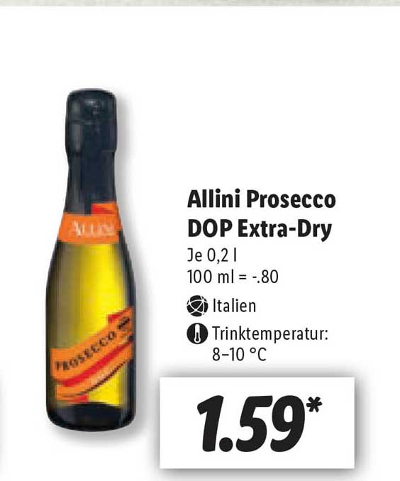 Allini Prosecco Dop Extra-dry Angebot bei Lidl - 1Prospekte.de