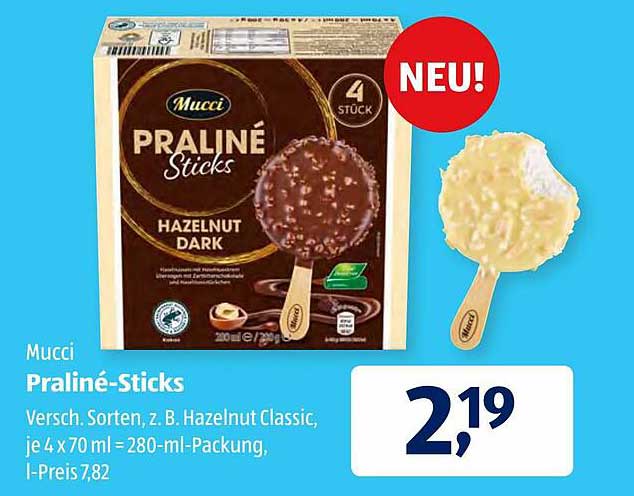 Mucci Praliné-sticks Angebot bei ALDI sud