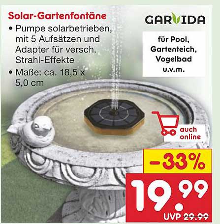 Garvida Solar-gartenfontäne Angebot bei Netto Marken-Discount ...