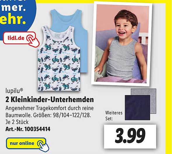 Lupilu 2 Kleinkinder-unterhemden Angebot bei Lidl - 1Prospekte.de