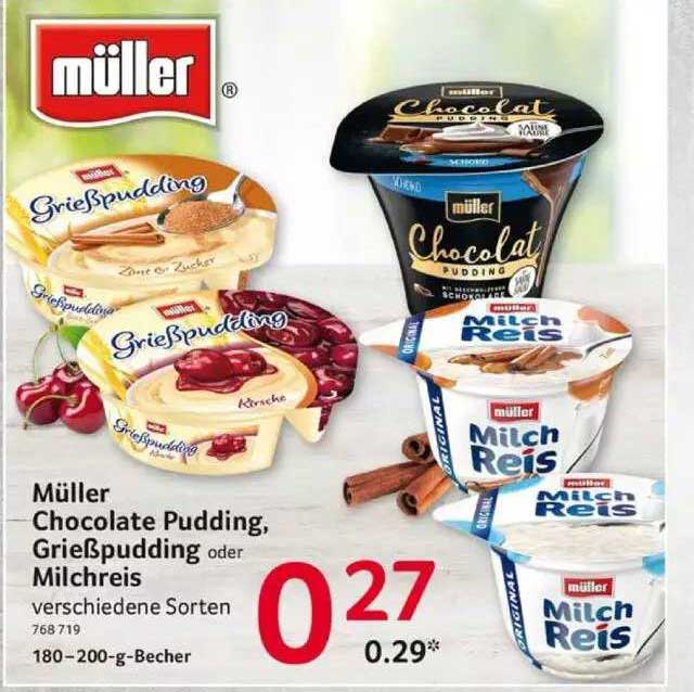 Müller Chocolate Pudding, Grießpudding Oder Milchreis Angebot bei ...