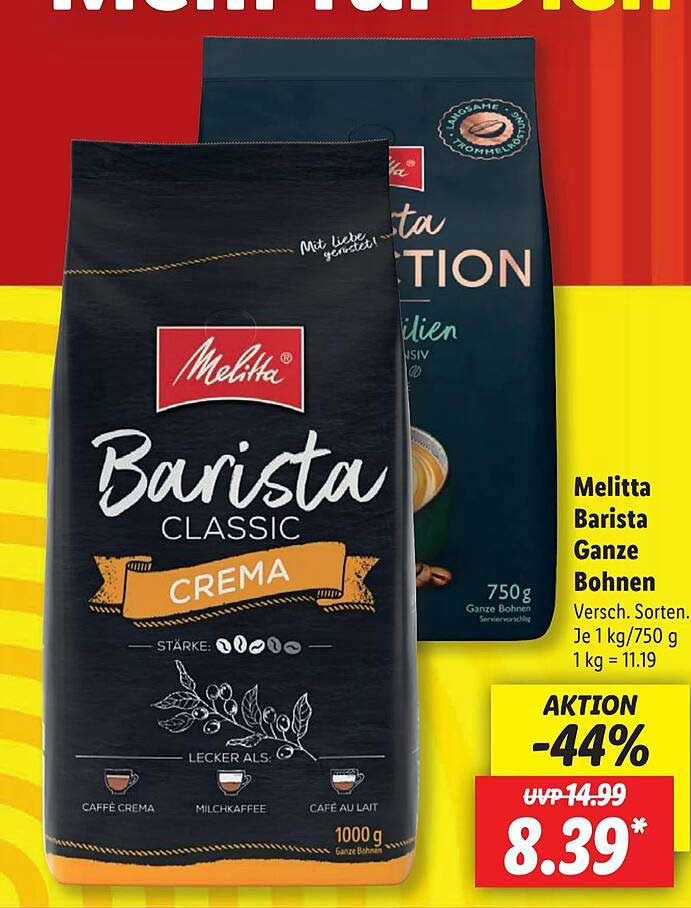 Melitta Barista Ganze Bohnen Angebot bei Lidl - 1Prospekte.de