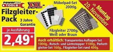 Powertec Tools Xxl-filzgleiter-pack Angebot bei NORMA - 1Prospekte.de