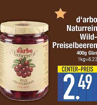 D'arbo Naturrein Wild-preiselbeeren Angebot bei E Center - 1Prospekte.de