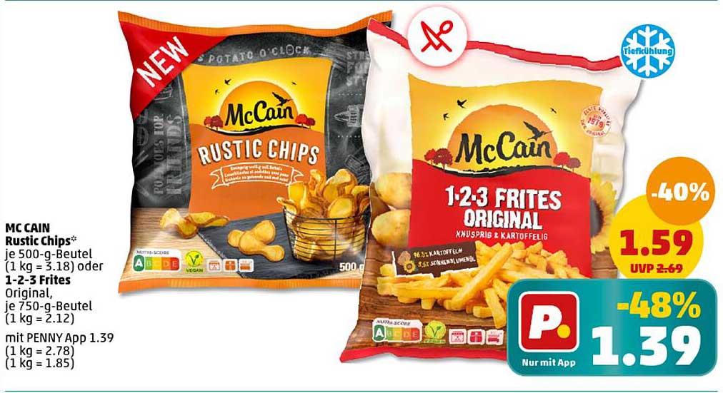 Mc Cain Rustic Chips 1-2-3 Frites Angebot bei Penny - 1Prospekte.de