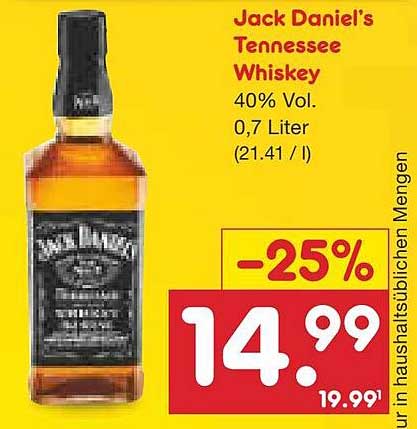 Jack Daniel's Tennessee Whiskey Angebot bei Netto Marken-Discount ...