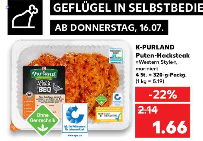 K-purland Puten-hacksteak Angebot bei Kaufland - 1Prospekte.de