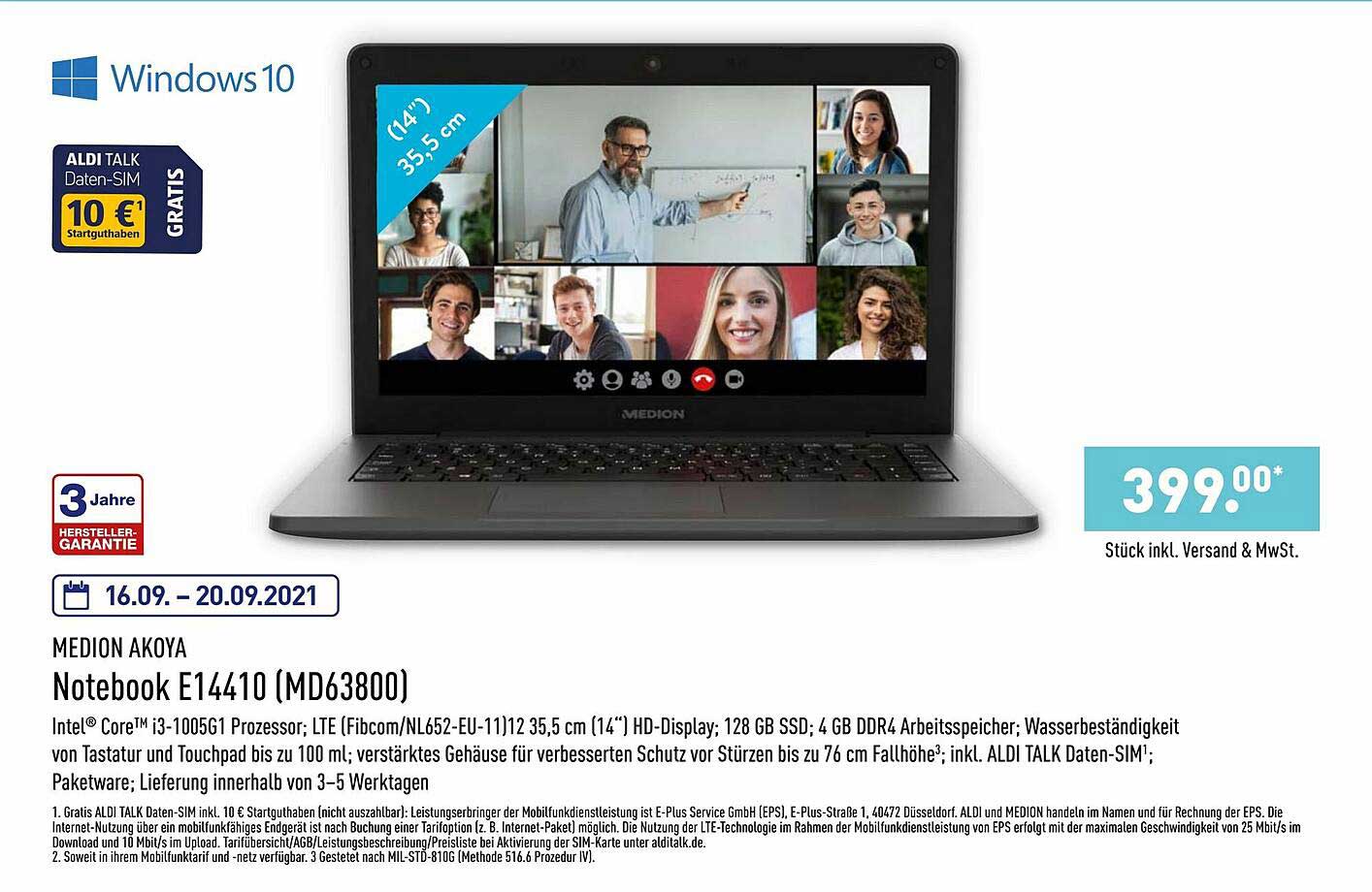 Medion Akoya Notebook Angebot bei ALDI Nord - 1Prospekte.de
