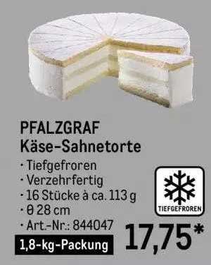 Pfalzgraf Käse-sahnetorte Angebot bei METRO - 1Prospekte.de
