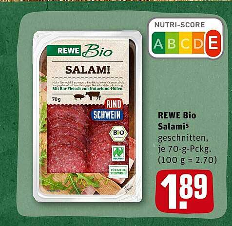 Rewe Bio Salami Angebot bei REWE - 1Prospekte.de