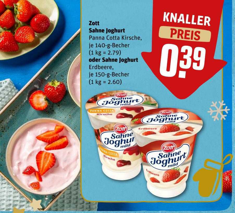 Zott Sahne Joghurt Panna Cotta Kirsche Oder Sahne Joghurt Erdbeere ...