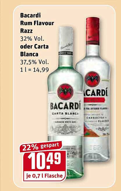 Bacardi Rum Flavour Razz Oder Carta Blanca Angebot bei REWE - 1Prospekte.de