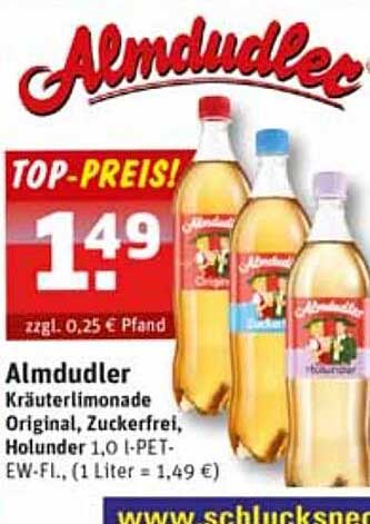 Almdudler Kräuterlimonade Original, Zuckerfrei, Holunder Angebot bei ...