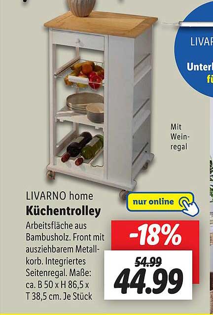 Livarno Home Küchentrolley Angebot bei Lidl - 1Prospekte.de