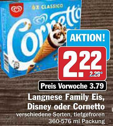 Langnese Family Eis, Disney Oder Cornetto Angebot bei AEZ