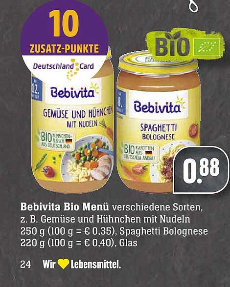 Bebivita Bio Menü Angebot bei EDEKA - 1Prospekte.de