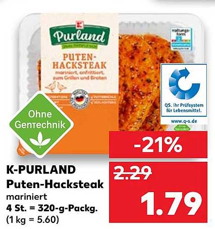 K-purland Puten-hacksteak Angebot bei Kaufland - 1Prospekte.de