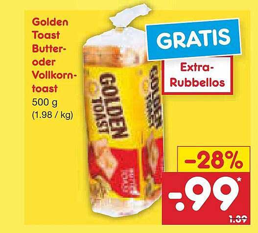 Golden Toast Butter- Oder Vollkorntoast Angebot bei Netto Marken ...