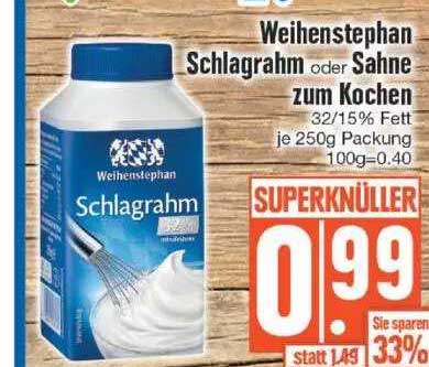 Weihenstephan Schlagrahm Oder Sahne Zum Kochen Angebot bei EDEKA ...