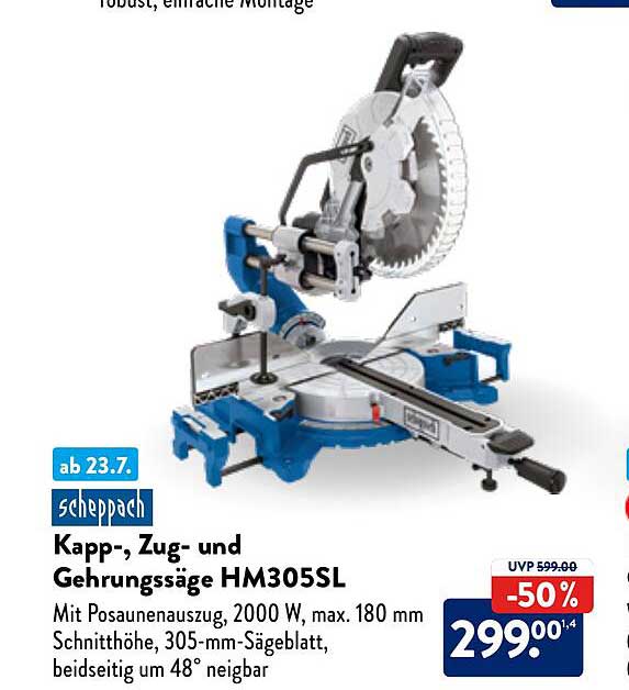 Kapp-, Zug- Und Gehrungssäge Hm305sl Scheppach Angebot bei ALDI Nord ...