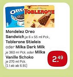 Mondelez Oreo Sandwich, Toblerone Stieleis Oder Milka Dark Milk Oder ...