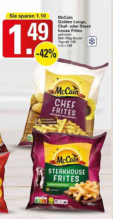 Mccain Golden Longs, Chef Oder Steak House Frites Angebot bei Wez ...