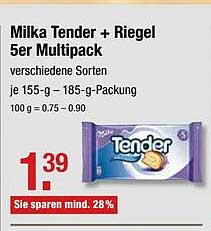 Milka Tender + Riegel 5er Multipack Angebot bei V-Markt - 1Prospekte.de