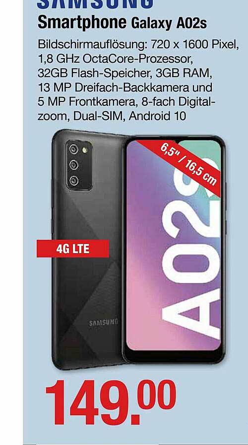 Samsung Smartphone Galaxy A02s Angebot bei V-Markt - 1Prospekte.de