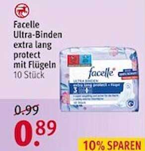 Facelle Ultra-binden Extra Lang Protect Mit Flugln Angebot bei ROSSMANN ...