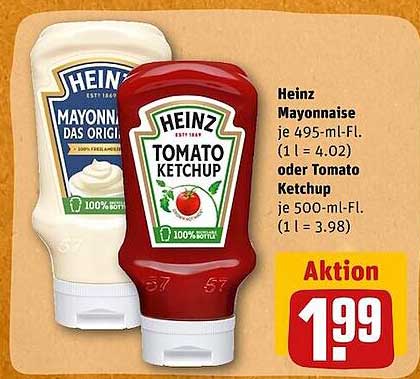 Heinz Mayonnaise Oder Tomato Ketchup Angebot bei REWE - 1Prospekte.de