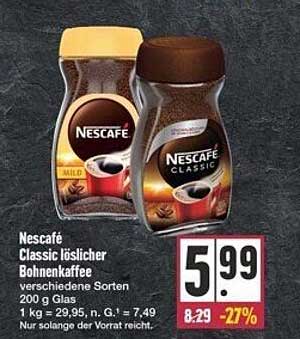 Nescafé Classic Löslicher Bohnenkaffee Angebot bei E Center