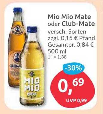 Mio Mio Mate Oder Club-mate Angebot bei Budni - 1Prospekte.de