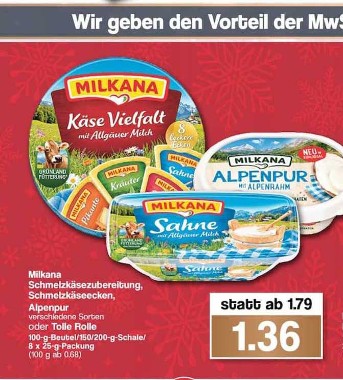 Milkana Schmelzkäsezubereitung, Schmelzkäseecken Alpenpur Oder Tolle ...