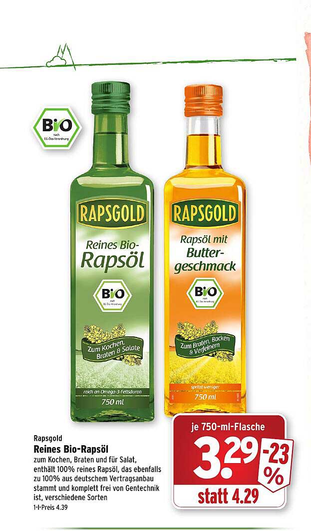 Rapsgold Reines Bio-rapsöl Angebot bei Wasgau - 1Prospekte.de
