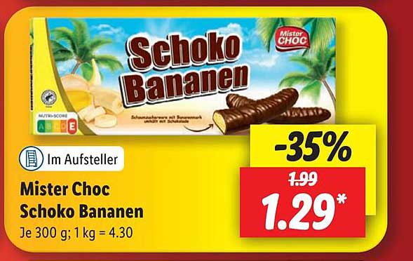 Mister Choc Schoko Bananen Angebot bei Lidl - 1Prospekte.de