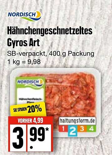 Nordisch Hähnchengeschnetzeltes Gyros Art Angebot bei Edeka ...