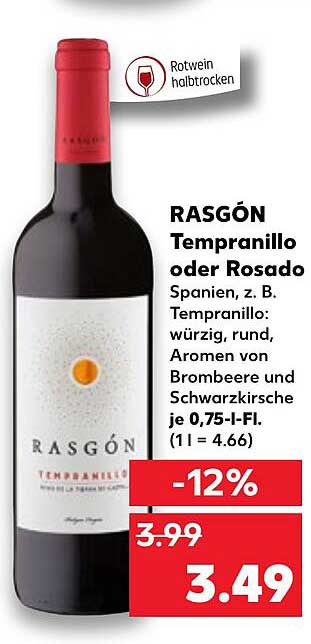 Rasgón Tempranillo Oder Rosado Angebot bei Kaufland - 1Prospekte.de