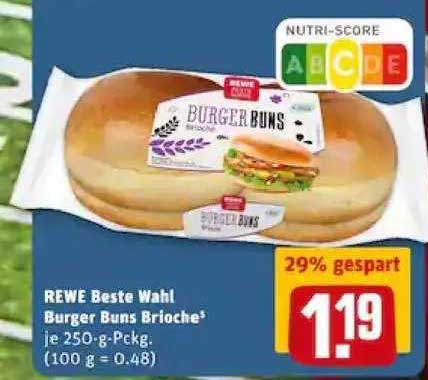 Rewe Beste Wahl Burger Buns Brioche Angebot bei REWE - 1Prospekte.de