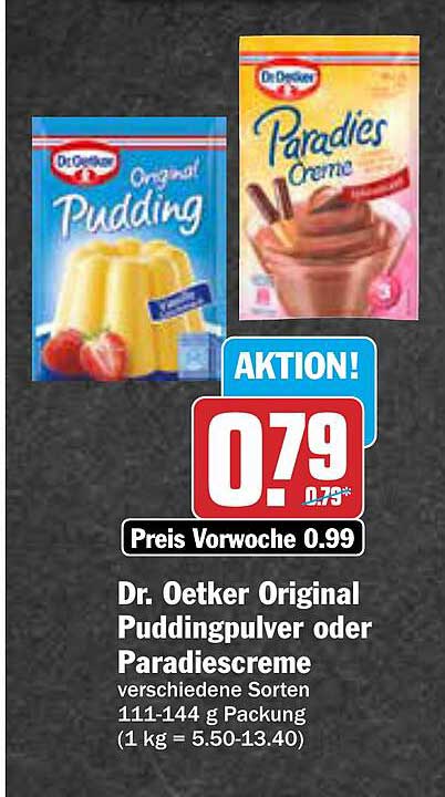 Dr Oetker Original Puddingpulver Oder Paradiescreme Angebot bei AEZ