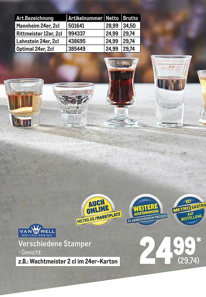 Van Well Verschiedene Stamper Angebot bei METRO - 1Prospekte.de