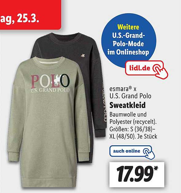 Esmara X Sweatkleid Us Grand Polo Angebot Bei Lidl 1prospekte De